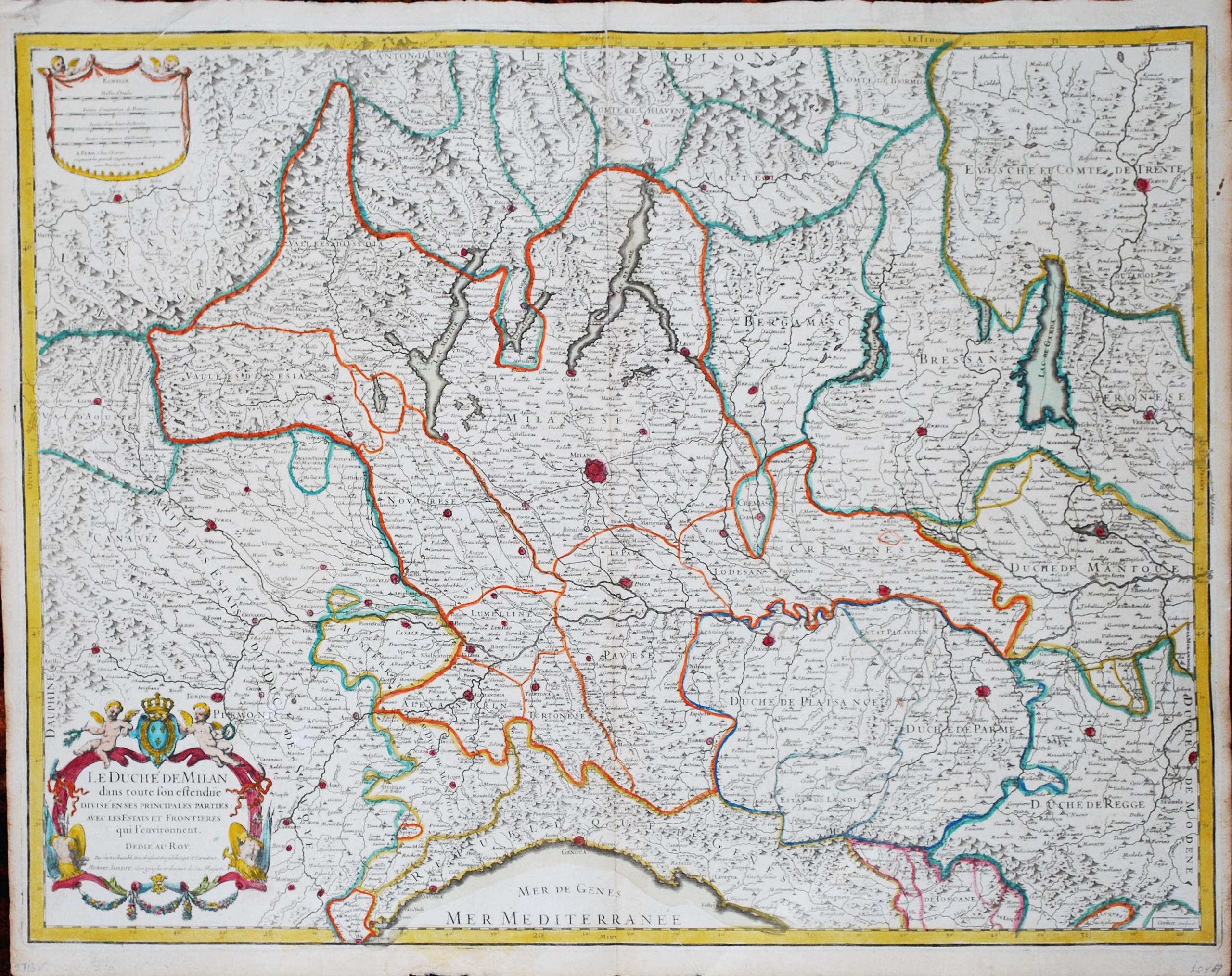 Mediolanum Ducatus. Plus antique map of the Milan States by Hubert ...