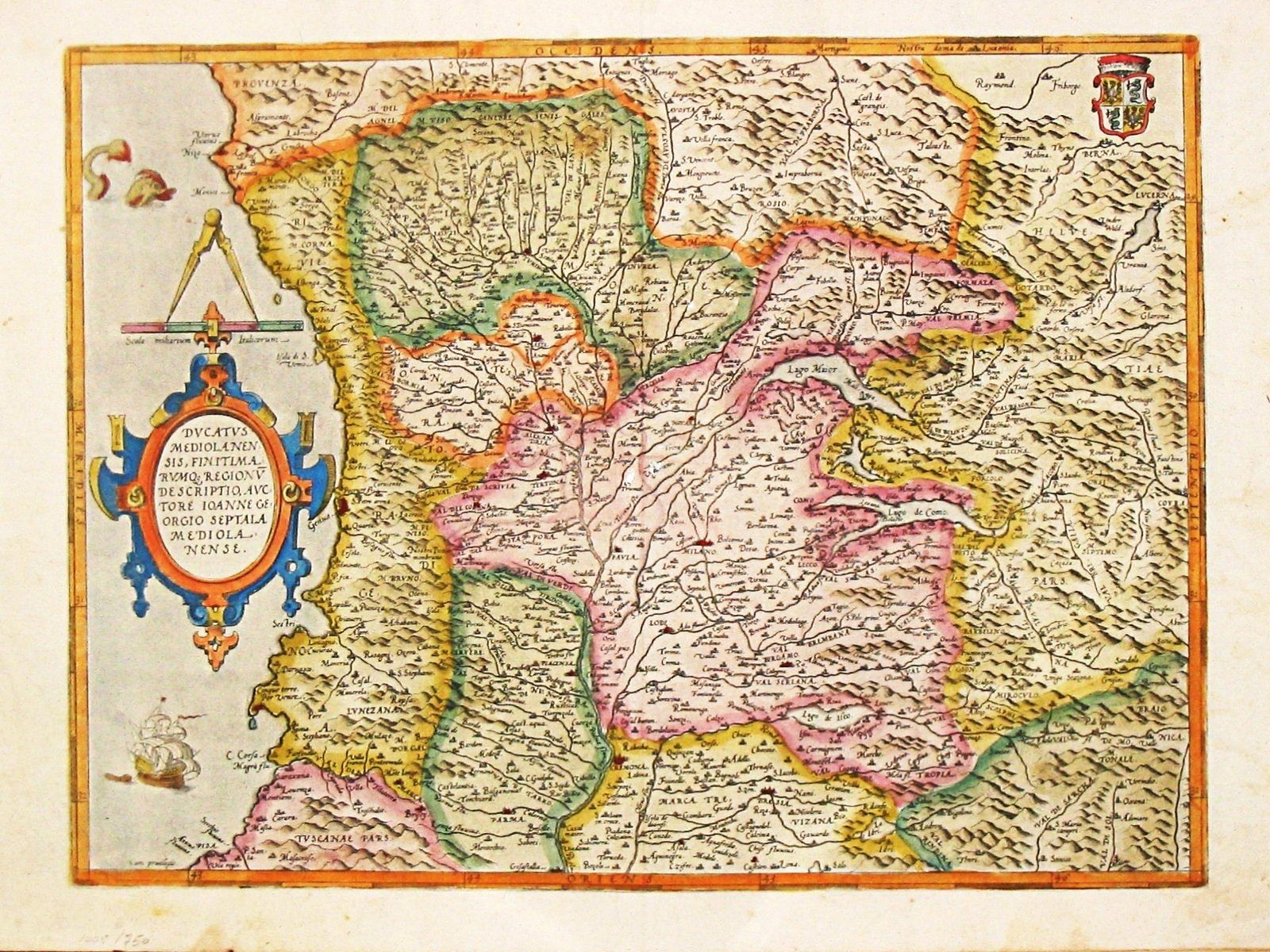 Mediolanum Ducatus. Plus antique map of the Milan States by Hubert ...