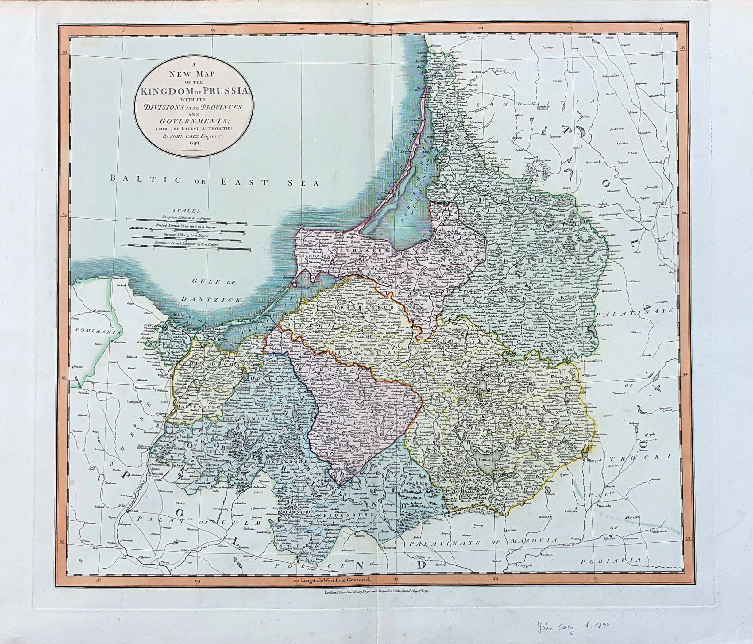 A New Map of the Kingdom of Prussia - Old map by CARY, J.