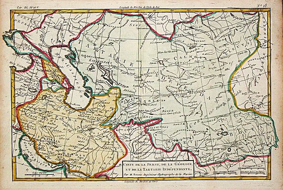 Carte de Perse. / A map centered the area east of the Caspian Sea with ...
