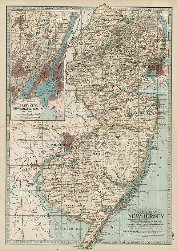 The Century Atlas. New Jersey. . . - Old map by THE MATTEWS-NORTHRUP CO.