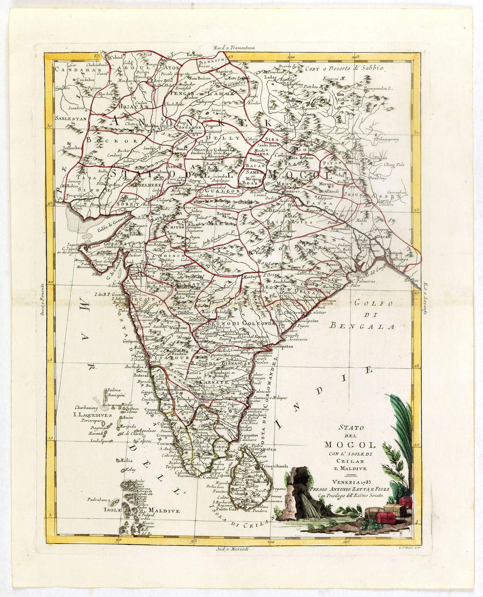 Stato del Mogol con le Coste del Malabar.. - Old map by ZATTA, A.