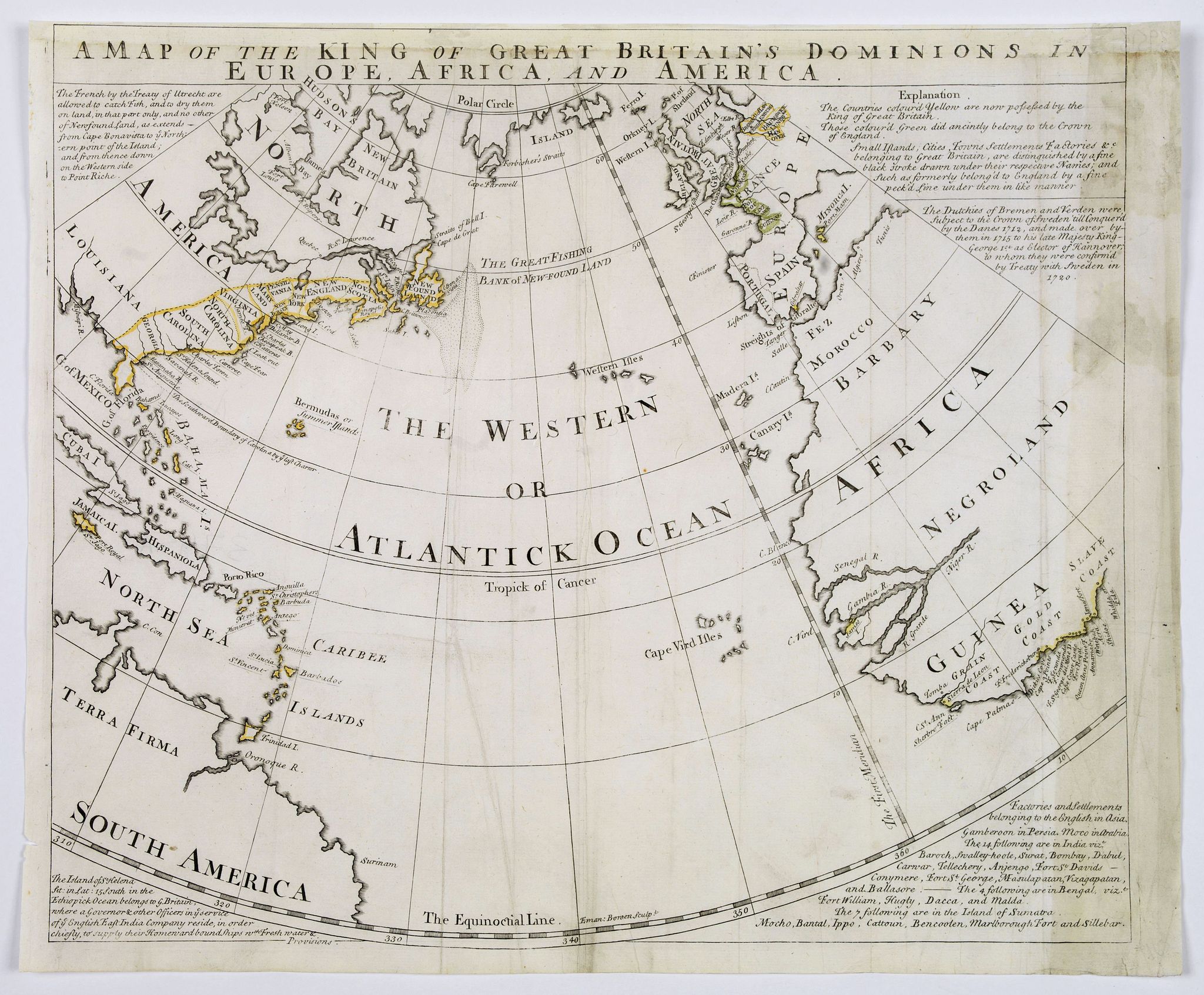 A Map of the King of Great Britain's Dominions in Europe, Africa, and ...