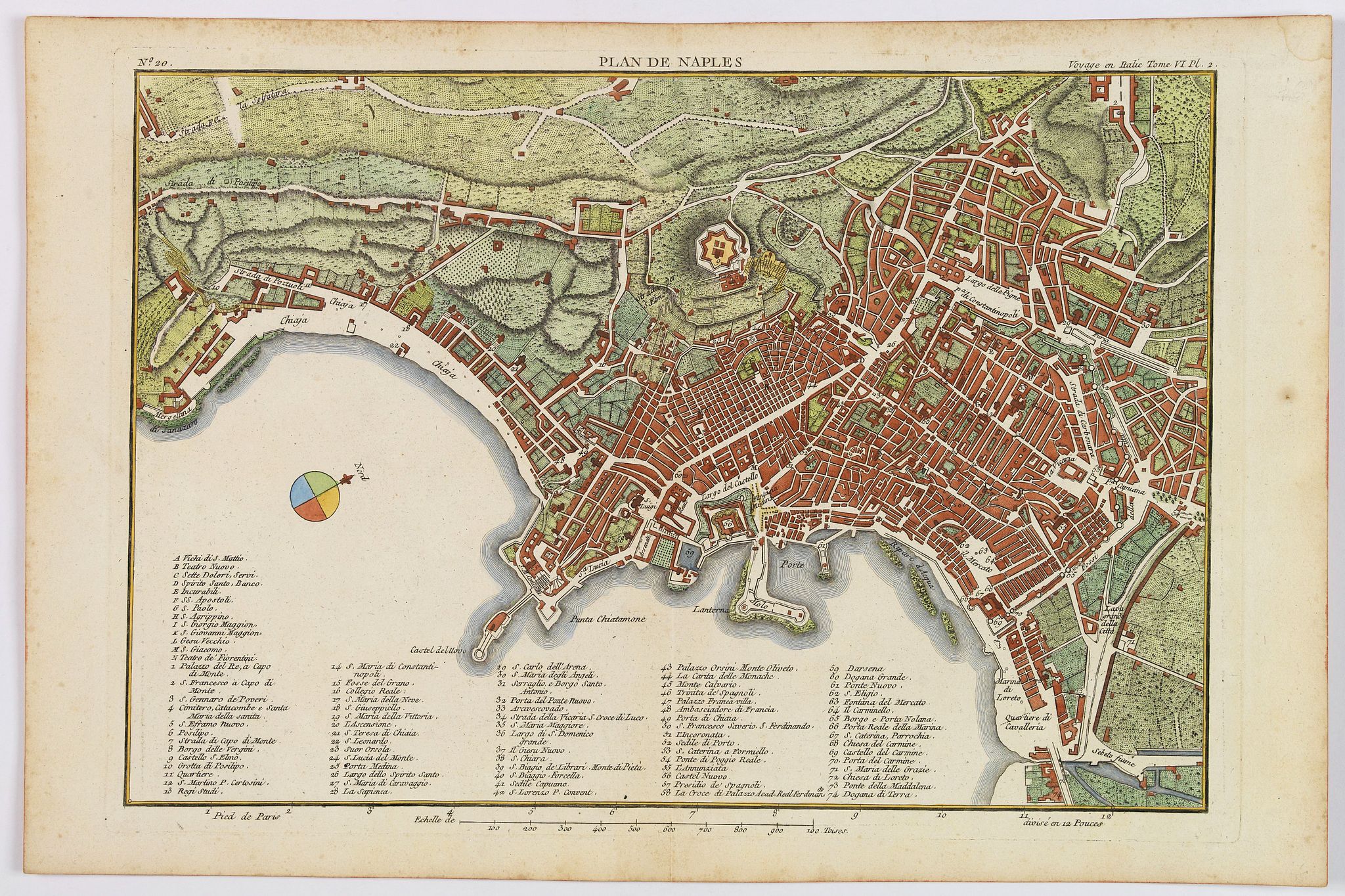 Plan de Naples. - Old map by LALANDE