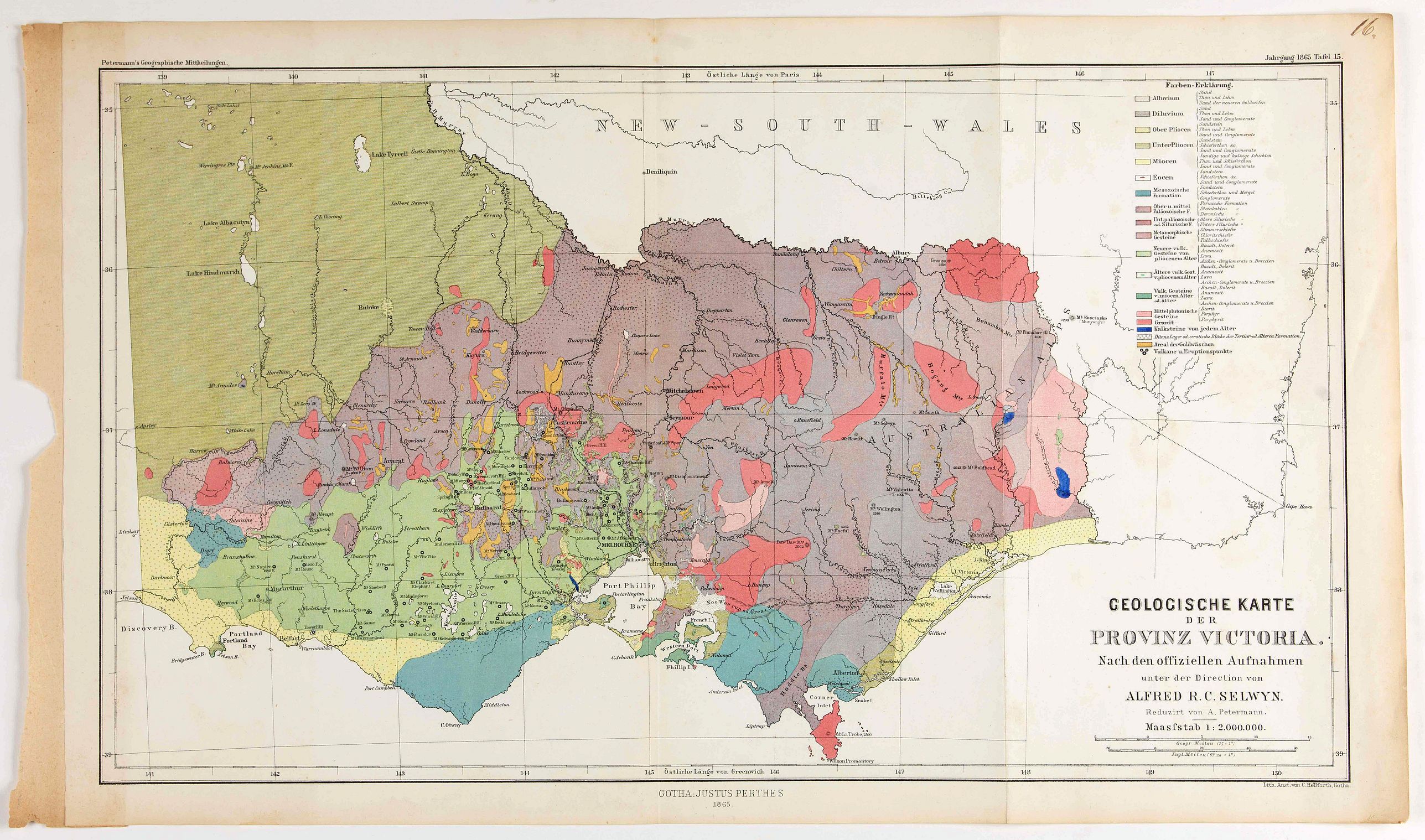 Geologische Karte der Provinz Victoria. - Old map by PERTHES, J.