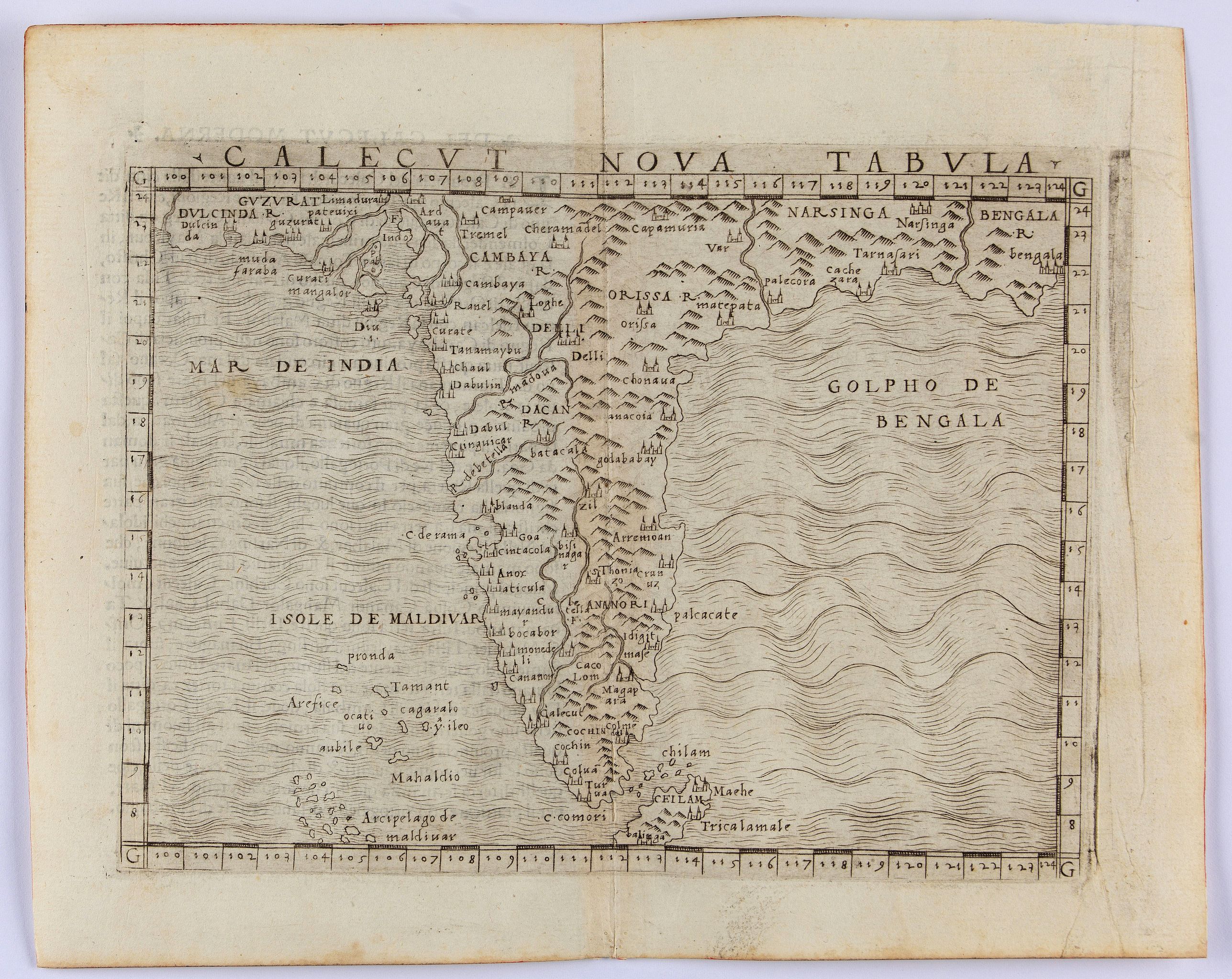 Calecut Nova Tabula - Old map by GASTALDI, G.