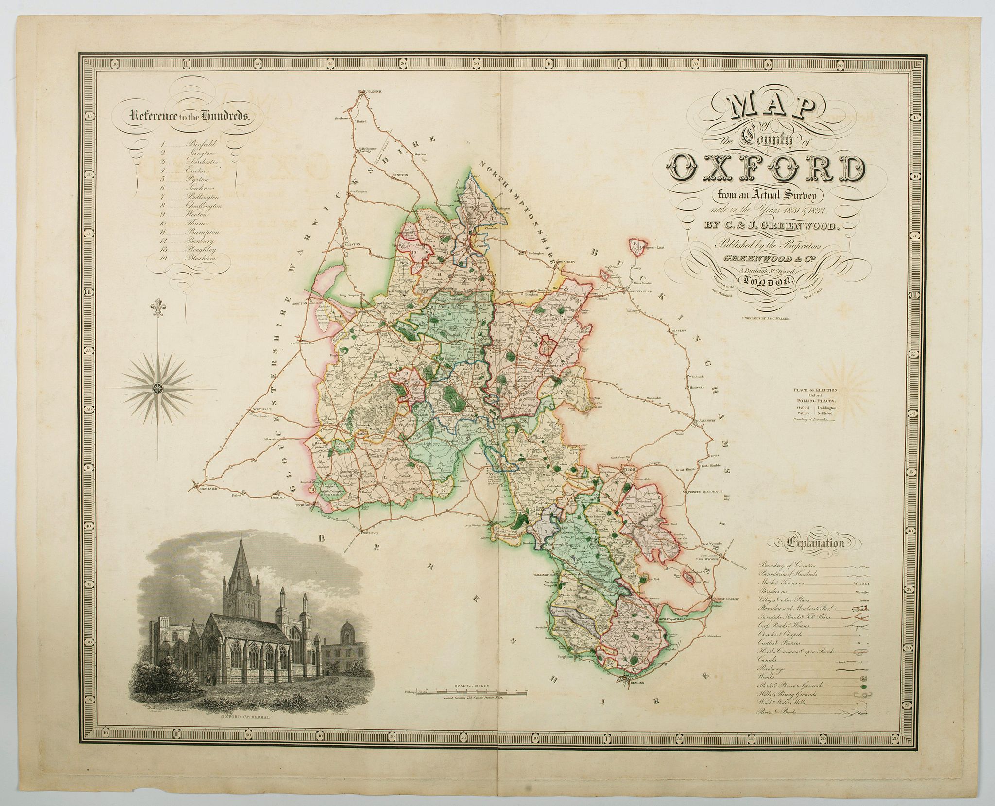 Map of the County of Oxford from an actual survey in the years 1831 ...