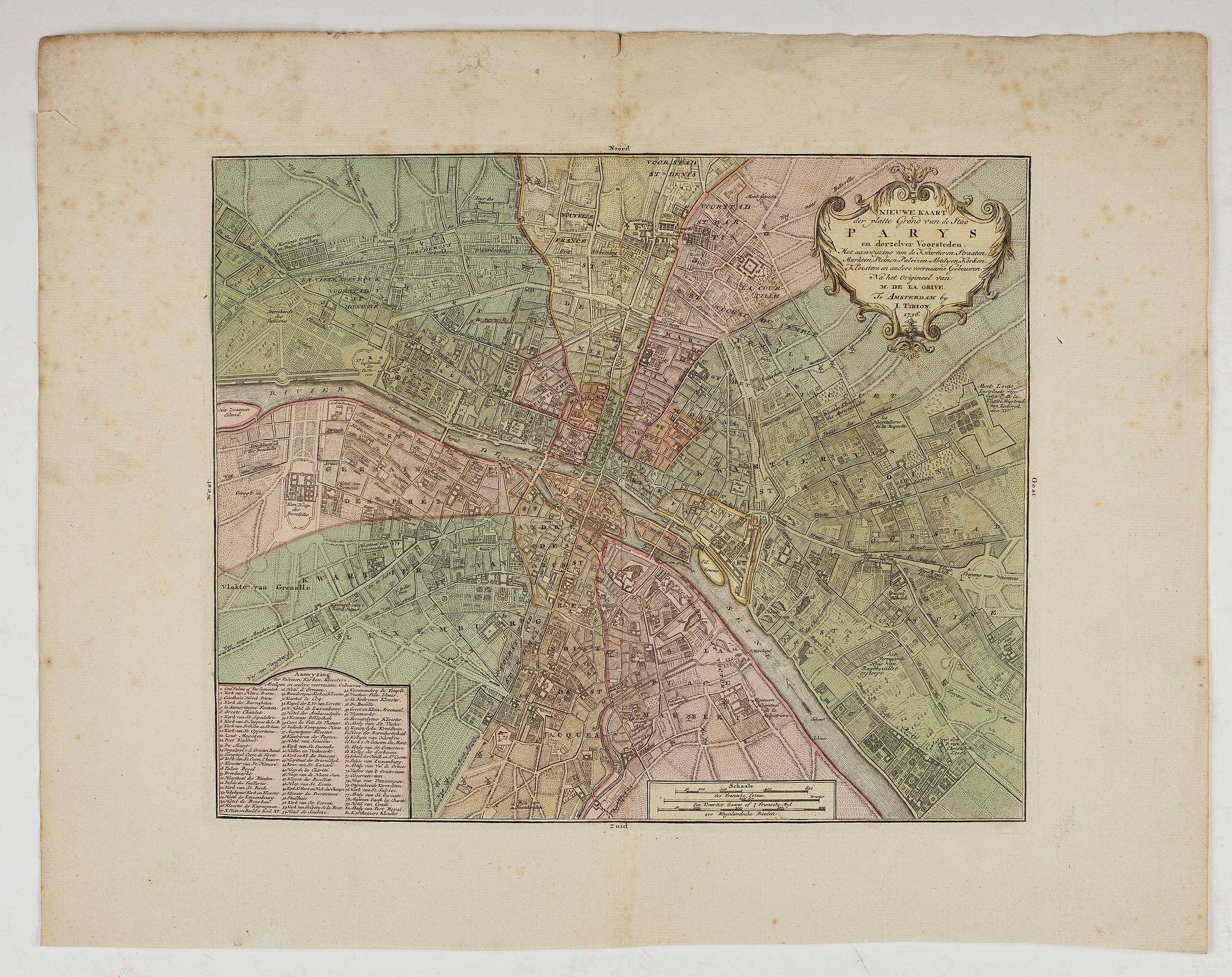 Nieuw kaart der platte Grond van de Stad Parys.. - Old map by TIRION, I.
