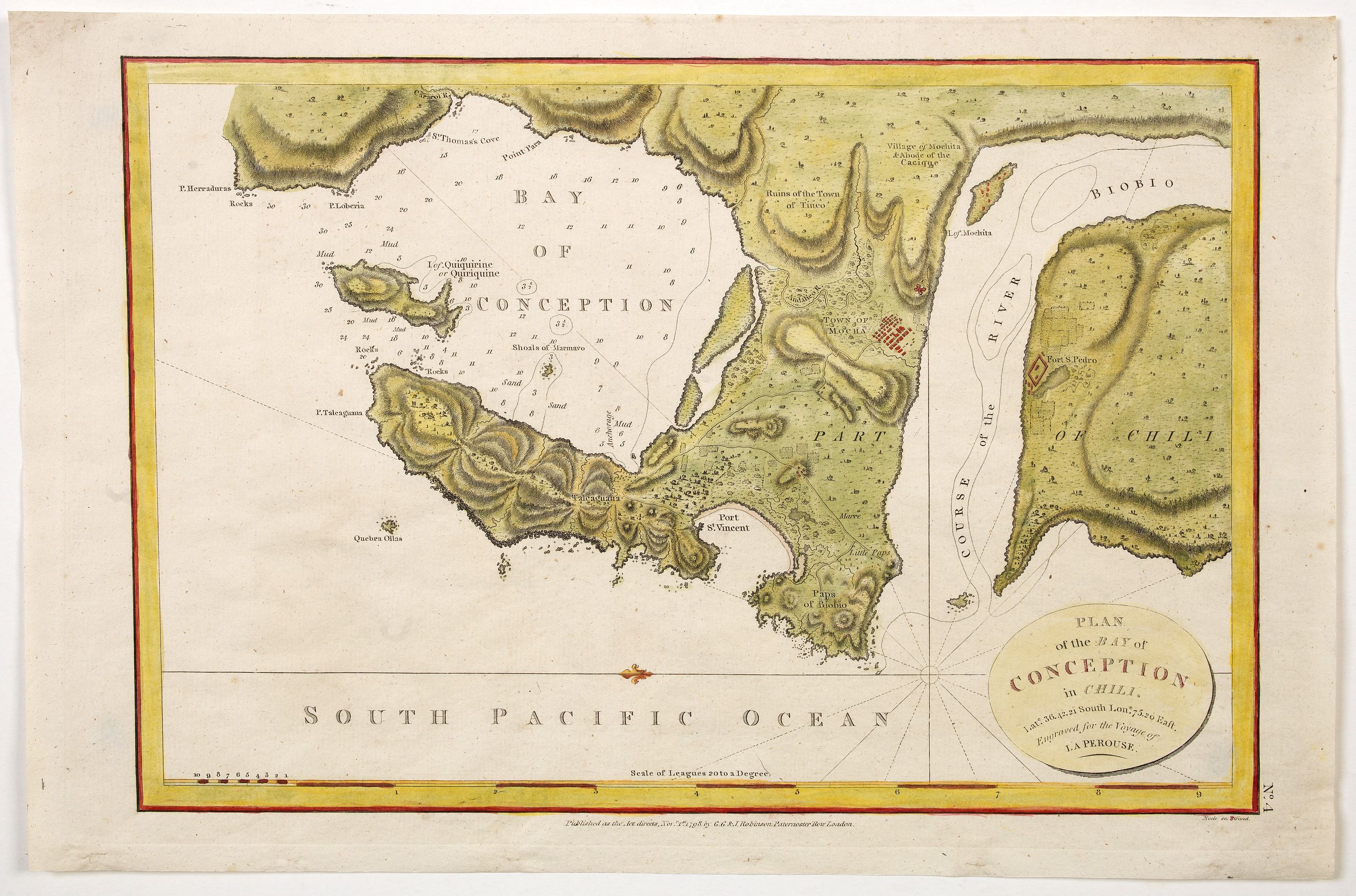 Plan of the Bay of Conception in Chili. - Old map by ROBINSON, G.G ...