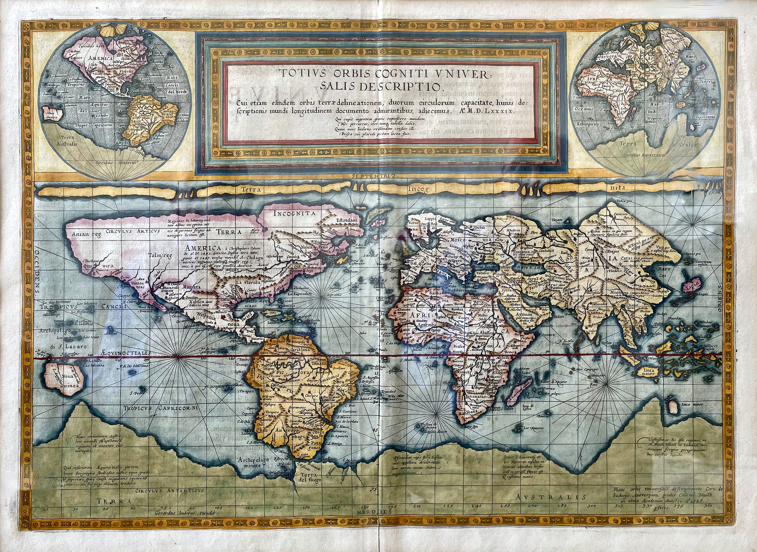 Totius Orbis Cogniti Universalis Descriptio. - Old map by JODE, C. de.