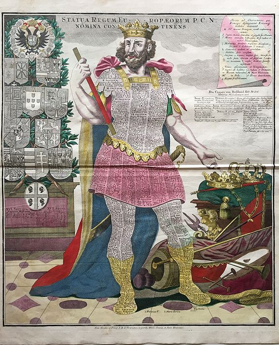Monarchic Statua Regum Europaeorum P.C.N. Nomina Continens. - Old map ...