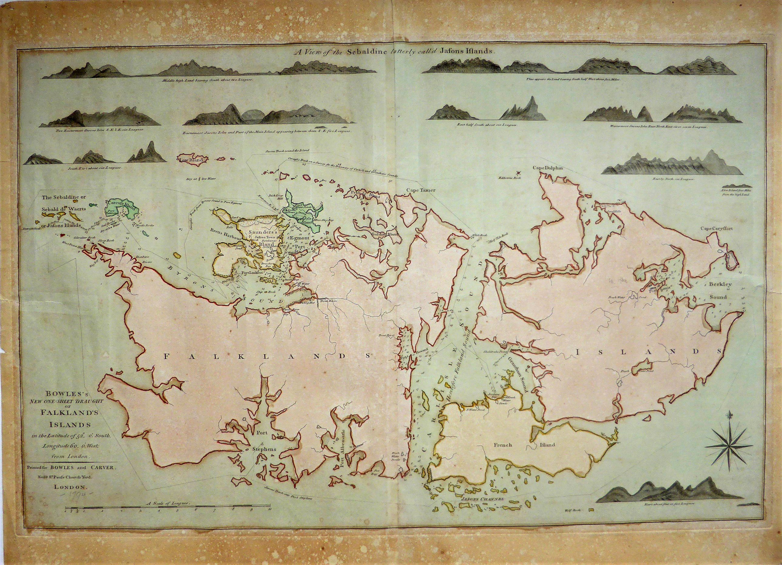 Bowle's New One Sheet Draught of Falklands Islands. - Old map by ...