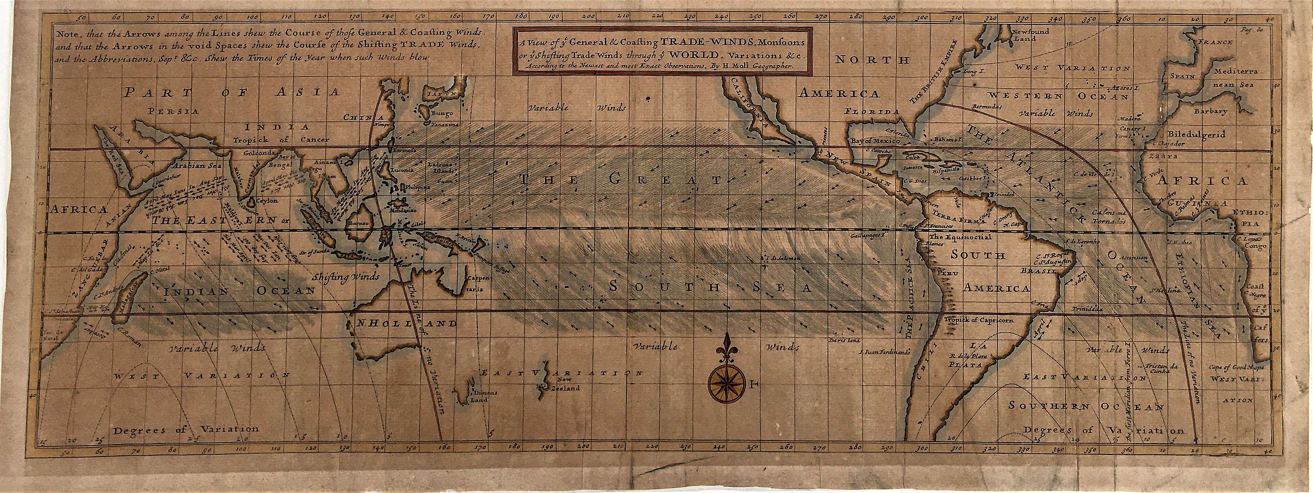 A View of ye General & Coasting Trade-Winds, Monsoons or ye Shifting ...