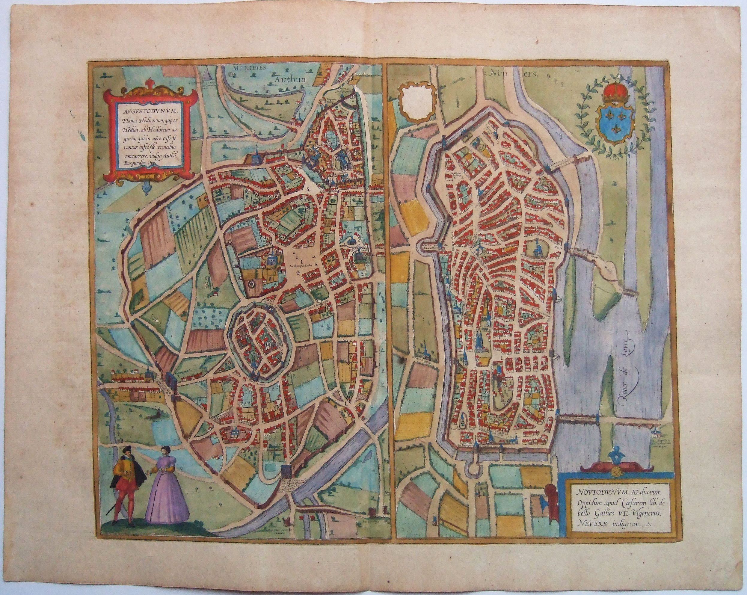 Autun & Nevers. - Augustodunum [on sheet with] Noviodunum. - Old map by ...
