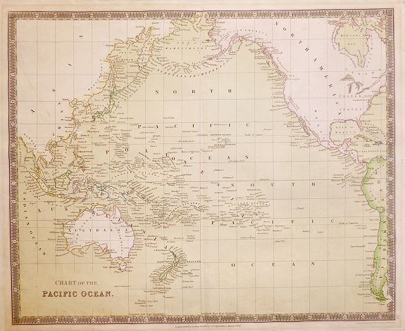 CHART OF THE PACIFIC OCEAN. - Old map by John Dower/Henry Teesdale