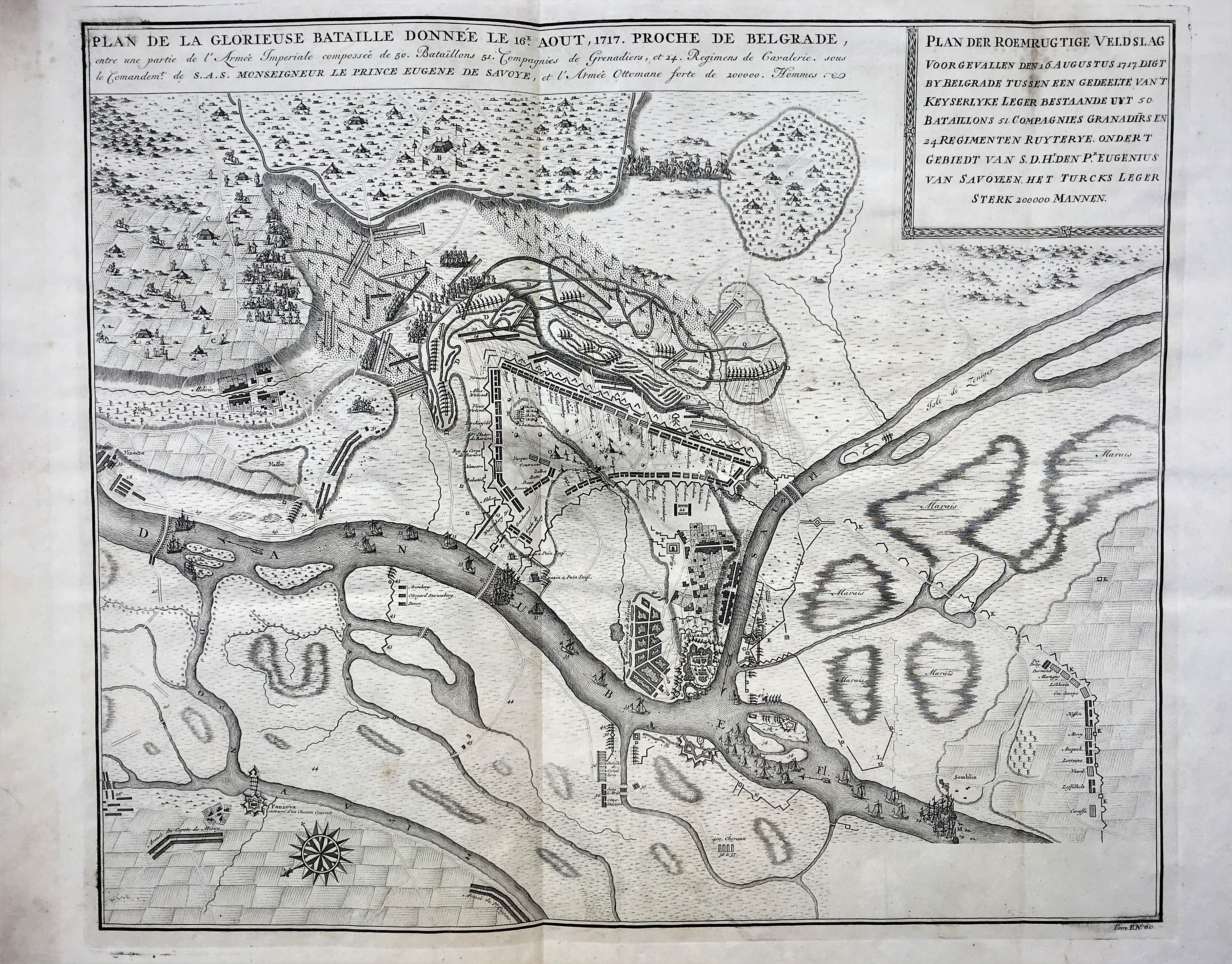 Plan de la Glorieuse Bataille donnée le 16E. aout 1717. Proche de ...