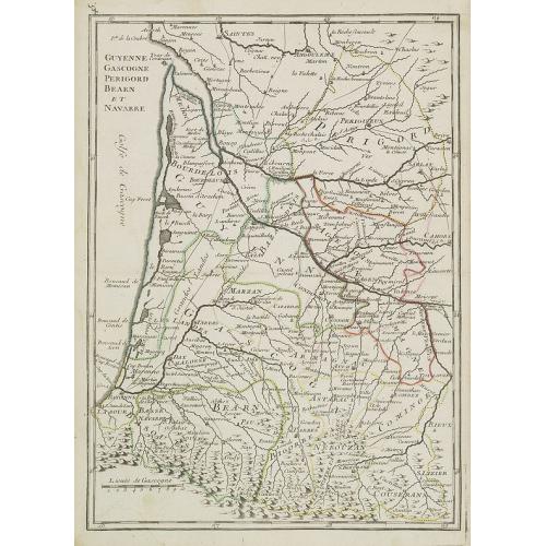 Guyenne, Gascogne, Perigord, Bearn et Navarre. - Old map by LE ROUGE, G.L.