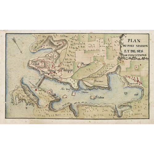 Plan du Port Mahon et de ses fortifications. - Old map by ANONYMOUS